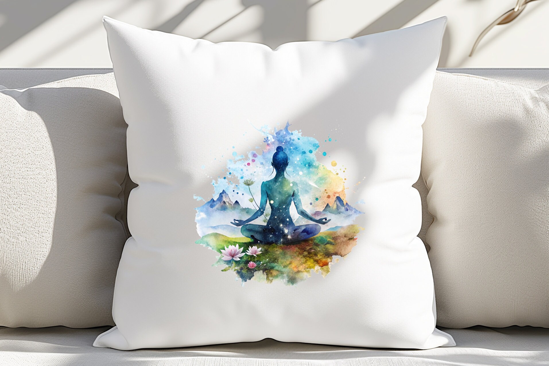 5 PNG Woman Yoga Meditation Art Mindfulness Design Splash Watercolor ...