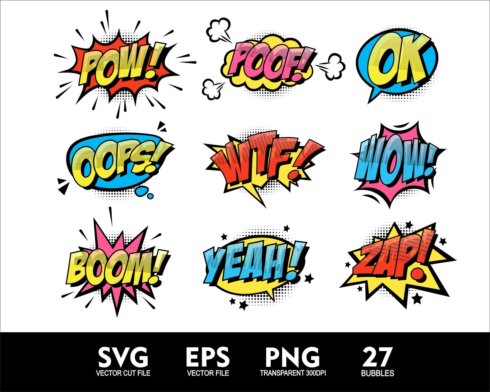 Comic Font SVG Comic Bubbles Clipart Kids Font Comic Svg Png Eps Ai ...