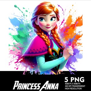 5 PNG Princess Anna Splash and Watercolor Transparent PNG File for ...