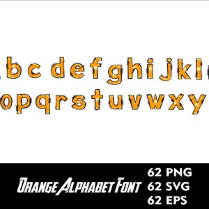 Orange Doodle Alphabet Orange Font SVG PNG Fruit Orange Alphabet ...