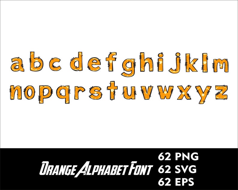 Orange Doodle Alphabet Orange Font SVG PNG Fruit Orange Alphabet ...