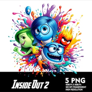 5 PNG Inside Out 2 Splash and Watercolor Transparent PNG File for ...