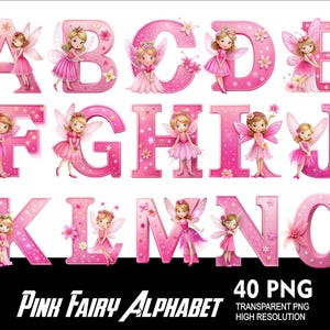 Pink Fairy Alphabet Tinker Fairy Font PNG Girl Party Letters and ...