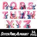 Stitch Pink Alphabet Girl Stitch Font PNG Hawaii Font and Numbers for ...