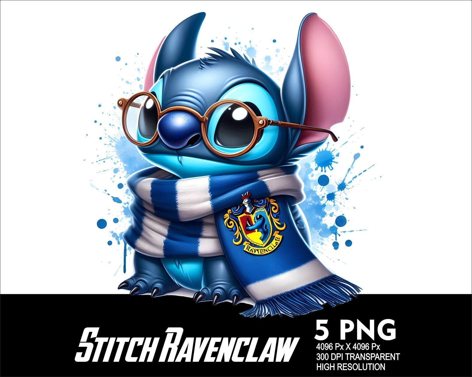 5 PNG Potter Stitch Ravenclaw Splash Transparent PNG File Sublimation ...