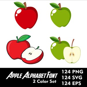 Apple Doodle Alphabet Red Apple Font SVG Green Apple Alphabet Apple ...