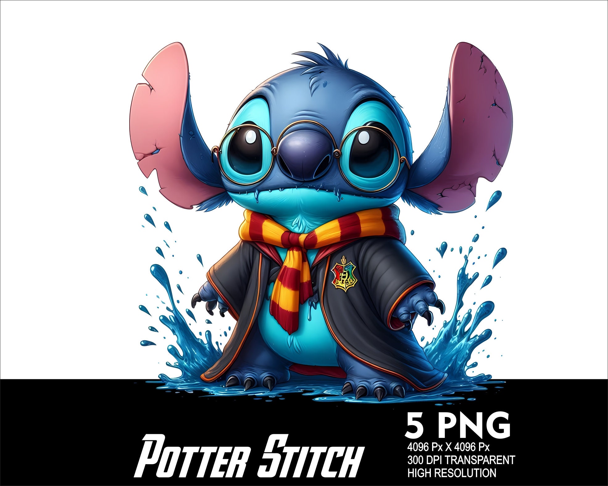 5 PNG Potter Stitch Splash and Watercolor Transparent PNG File for ...