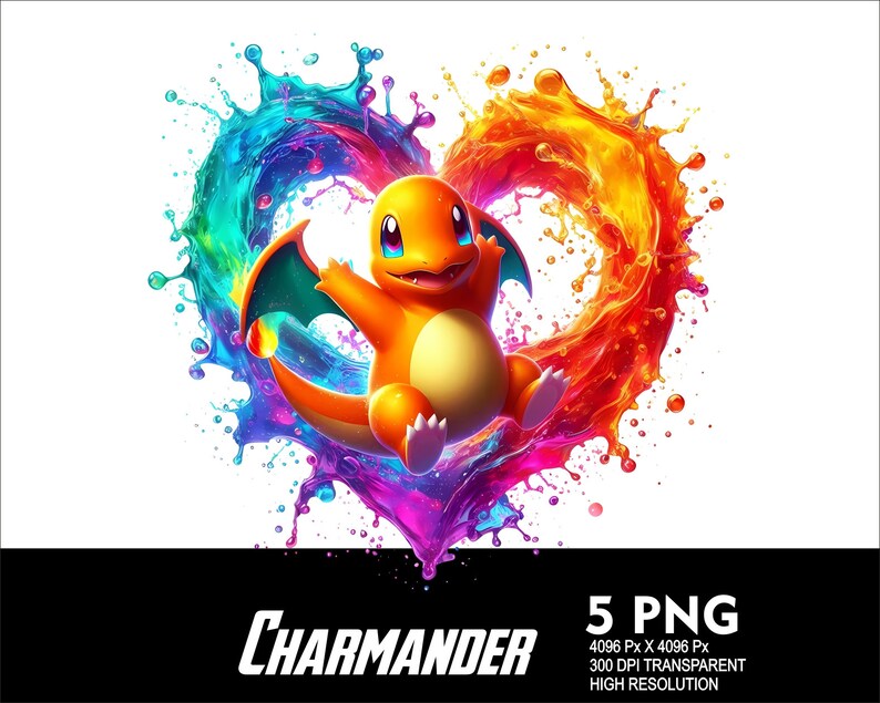5 PNG Charmander Splash and Watercolor Transparent Png File for ...