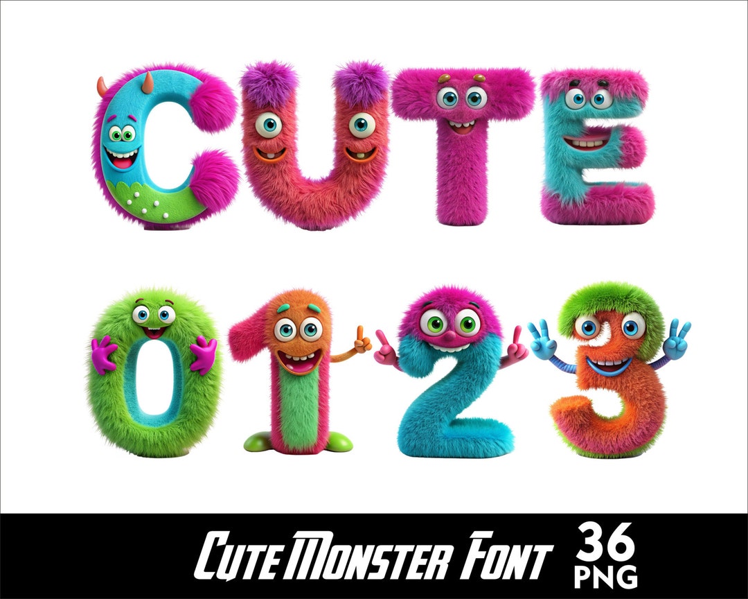 Cute Monster Alphabet PNG Halloween Doodle Font Monster Letters and ...