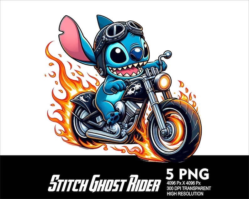 5 PNG Stitch Ghost Rider Splash Transparent PNG File for Sublimation ...