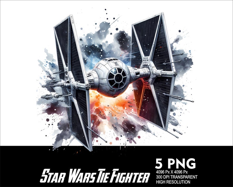 5 PNG Starwars Tie Fighter Splash and Watercolor Transparent Png File ...