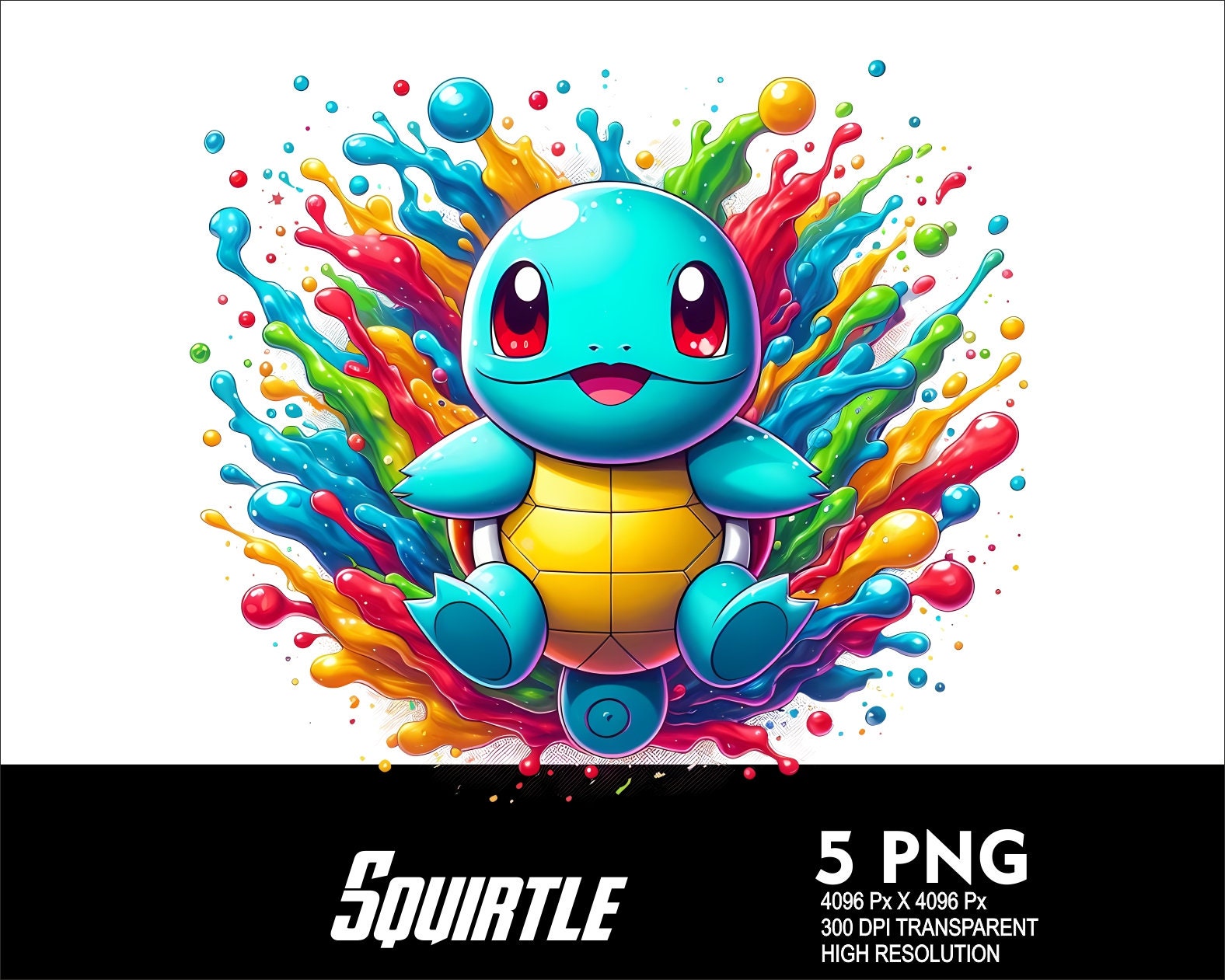 5 PNG Squirtle Splash and Watercolor Transparent Png File for ...