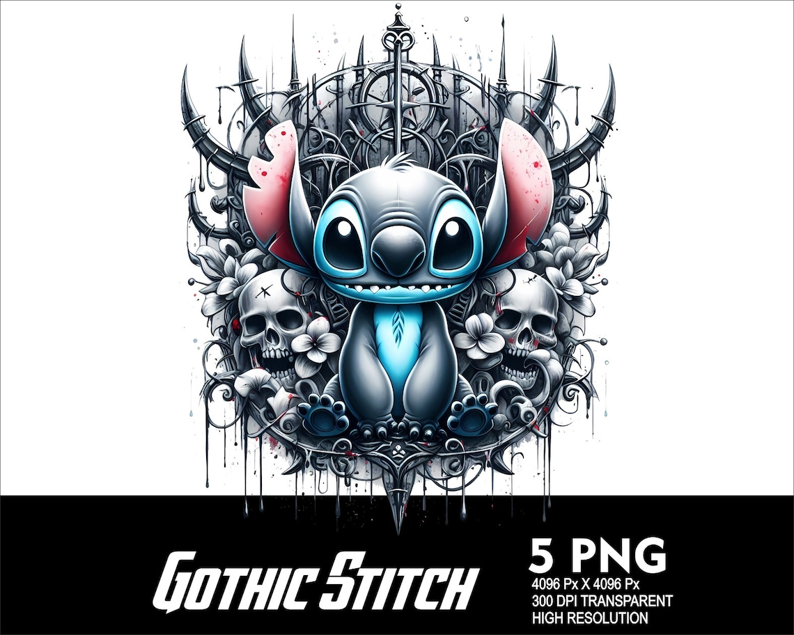 5 PNG Gothic Stitch PNG Dark Stitch Design Splash and Watercolor ...
