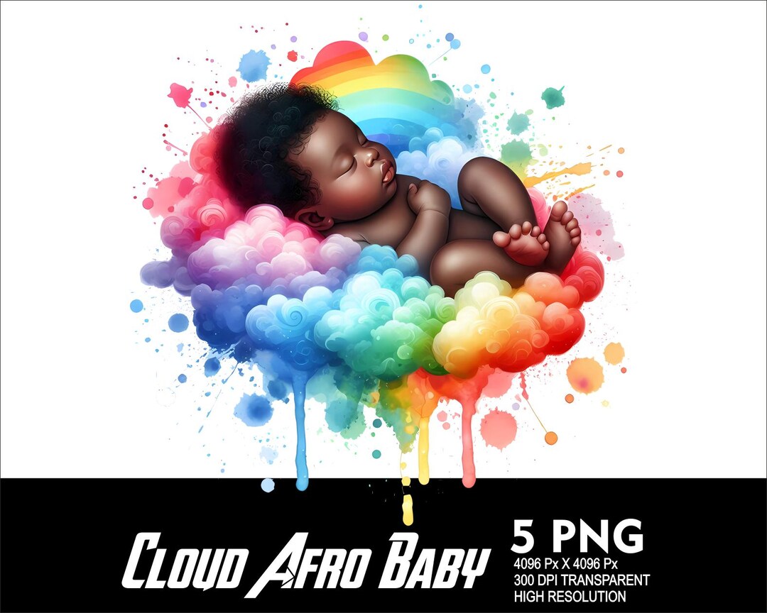 5 PNG Afro Baby Cloud Sleeping Splash Transparent PNG File for ...