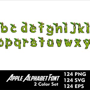 Apple Doodle Alphabet Red Apple Font SVG Green Apple Alphabet Apple ...