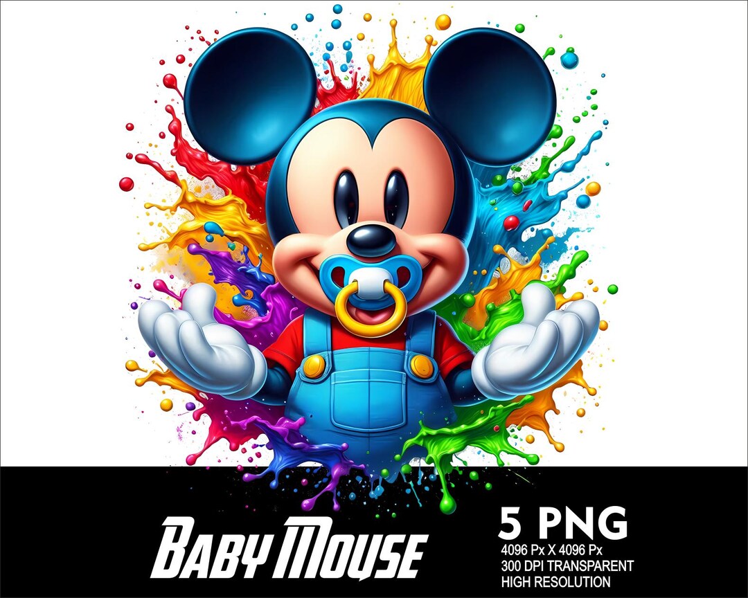 5 PNG Baby Mouse Splash and Watercolor Transparent PNG File for ...