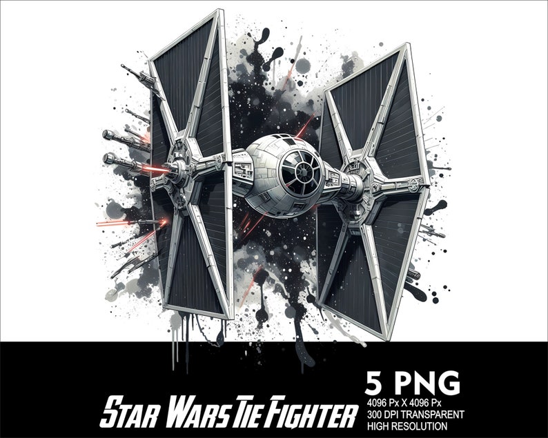 5 PNG Starwars Tie Fighter Splash and Watercolor Transparent Png File ...
