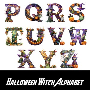 Halloween Witch Alphabet Font PNG Spooky Letters and Numbers for ...