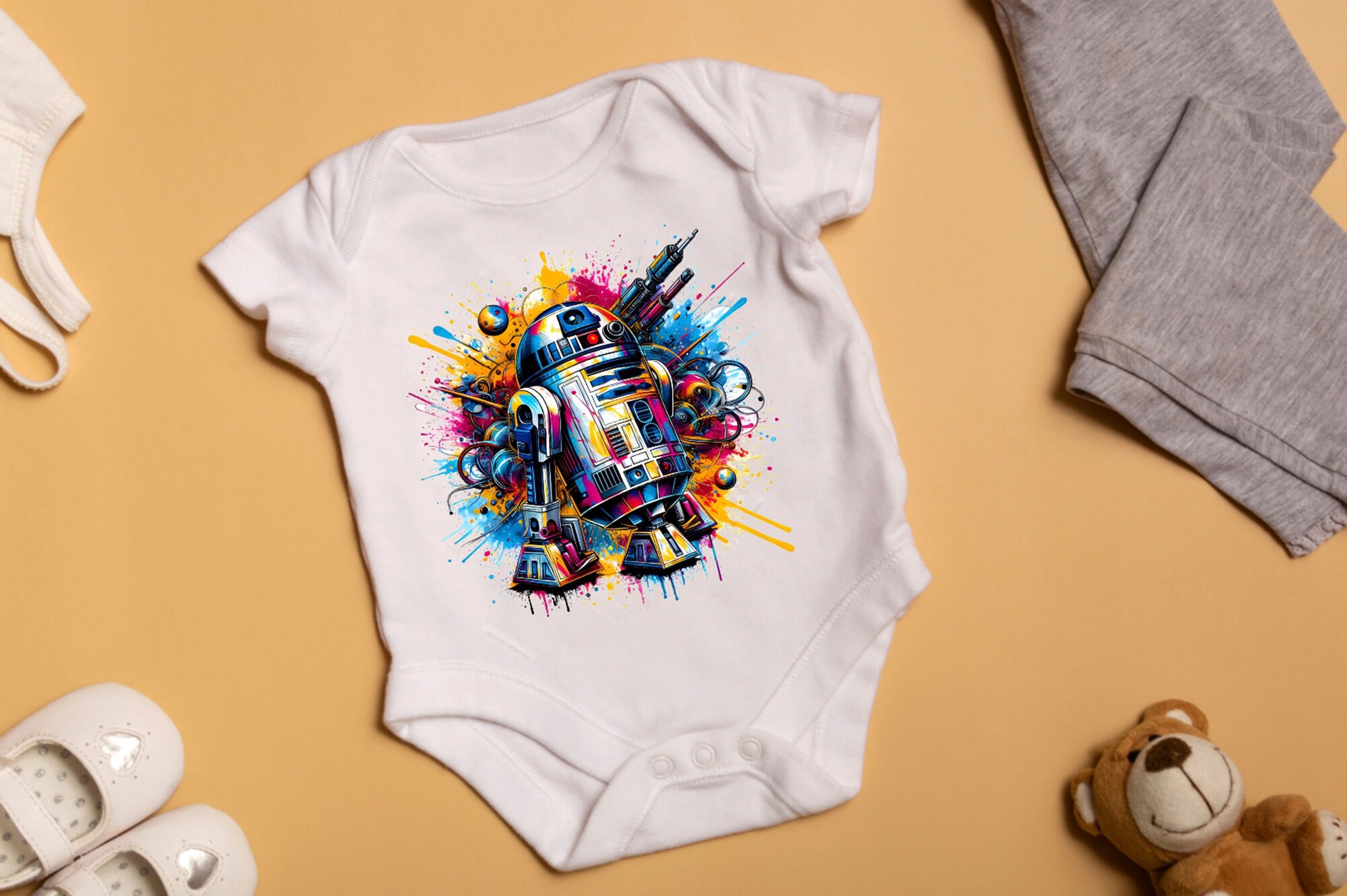 5 PNG Starwars RD2 Robot Splash and Watercolor Transparent Png File for ...