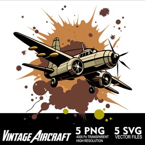 Vintage Airplane Splash 5 PNG 5SVG Design Transparent PNG File for ...