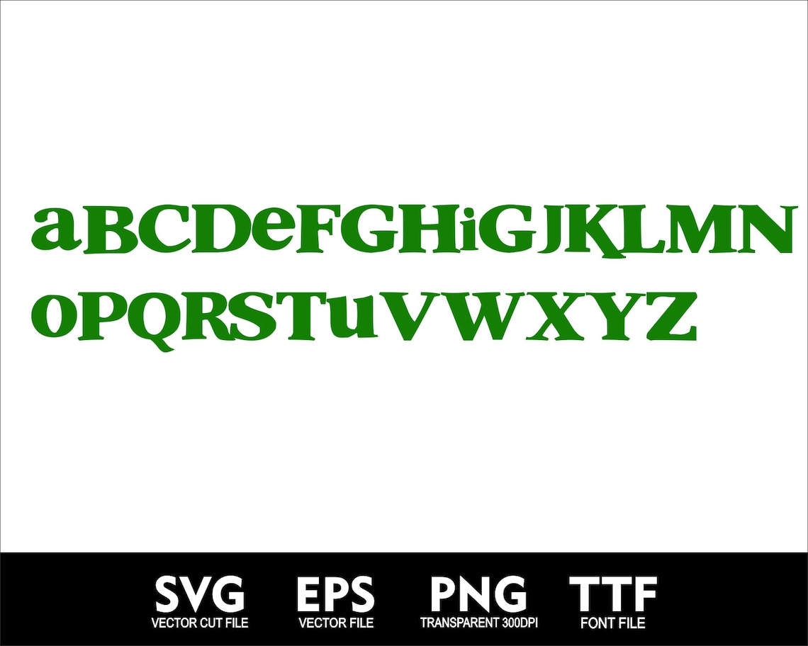 Cartoon Shrek Alphabet Shrek Font and SVG Clipart for Cricut Shrek ...