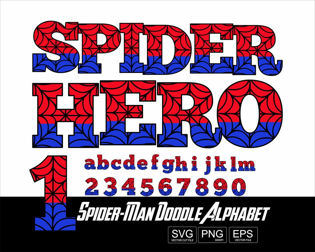 Super Hero Spider Alphabet PNG Spider Font Super Hero Letter Hero ...