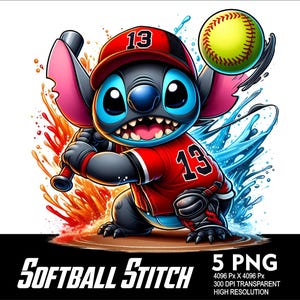5 PNG Softball Stitch Splash and Watercolor Transparent PNG File for ...