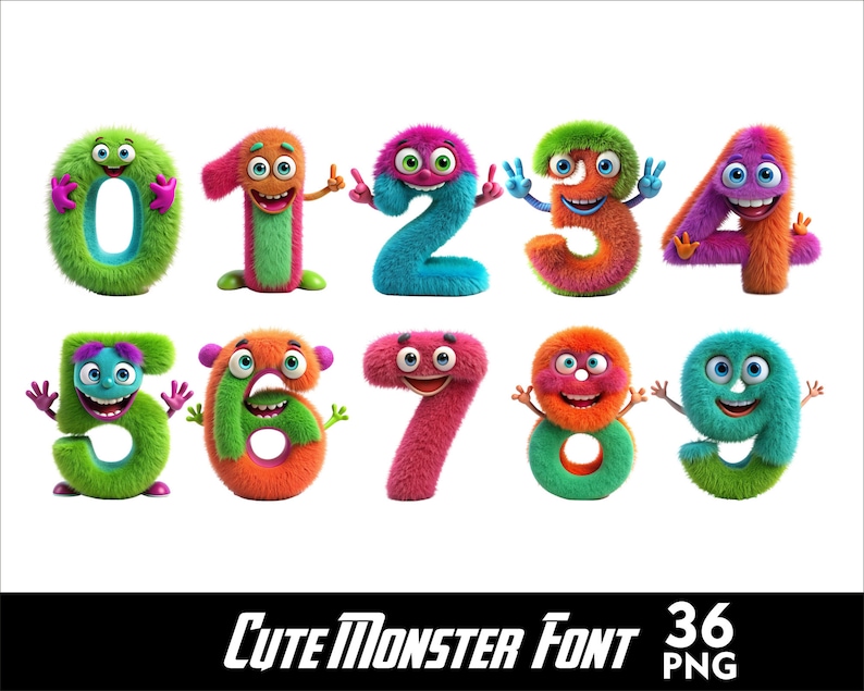 Cute Monster Alphabet PNG Halloween Doodle Font Monster Letters and ...
