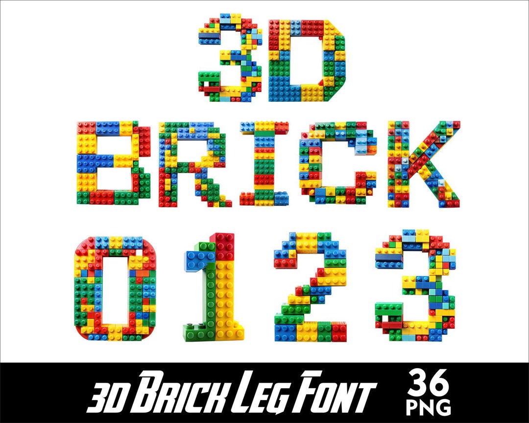 Brick Alphabet Puzzle Font PNG Letters Brick Font Brick Letters and ...
