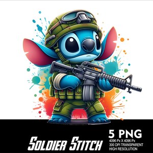 5 PNG Soldier Stitch Splash and Watercolor Transparent PNG File for ...