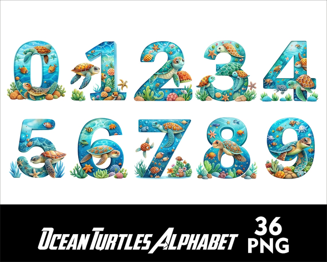Ocean Turtles Alphabet Animals Alphabet Png Caretta Turtle Letters ...