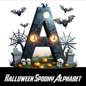 Halloween Spooky Alphabet Font PNG Spooky Letters and Numbers for ...