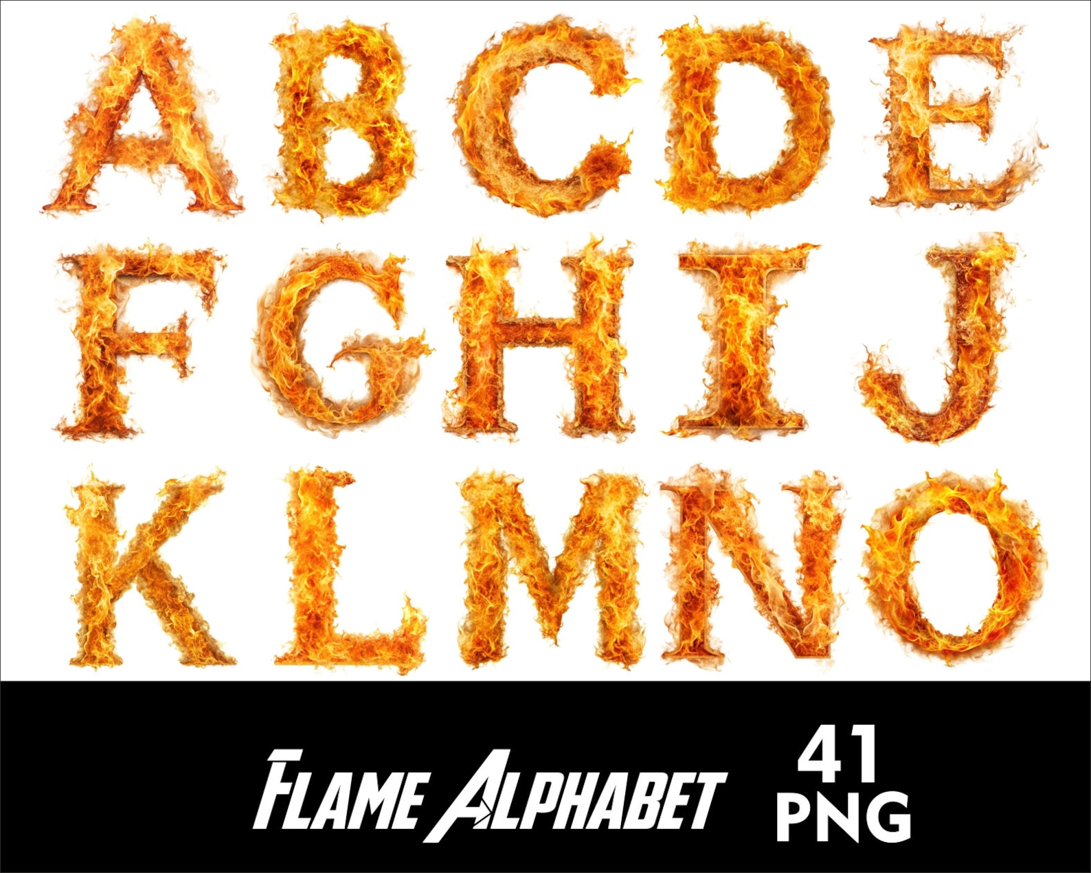 Flame Alphabet Fire Font Fire Letter and 5 Flame Clipart Png ...