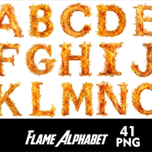 Flame Alphabet Fire Font Fire Letter and 5 Flame Clipart Png ...