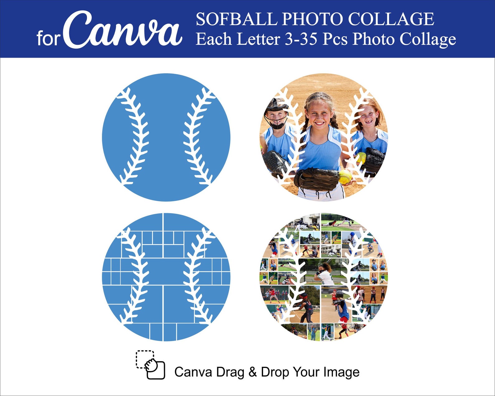 Softball Photo Collage 3 and 35 Pcs Inside Photo Collage Canva Sport ...