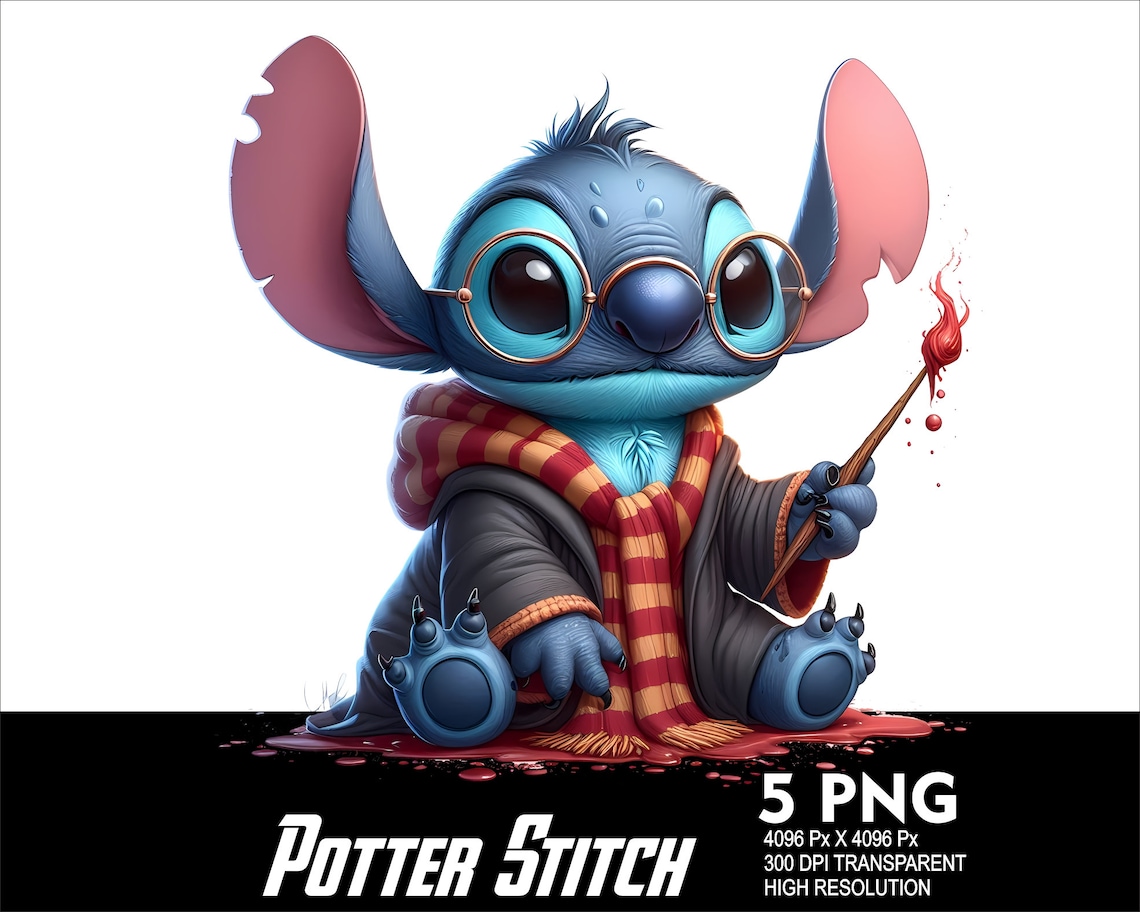 5 PNG Potter Stitch Splash and Watercolor Transparent PNG File for ...