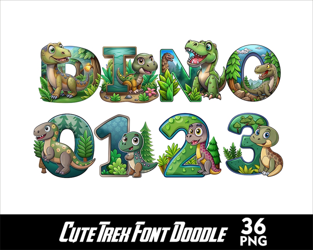 Cute Dino Alphabet Dinosaur Trex Letters Alphabet Png Dino Font Letters ...