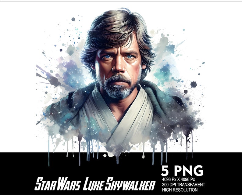 5 PNG Starwars Jedi L-skywalker Splash and Watercolor Transparent Png ...