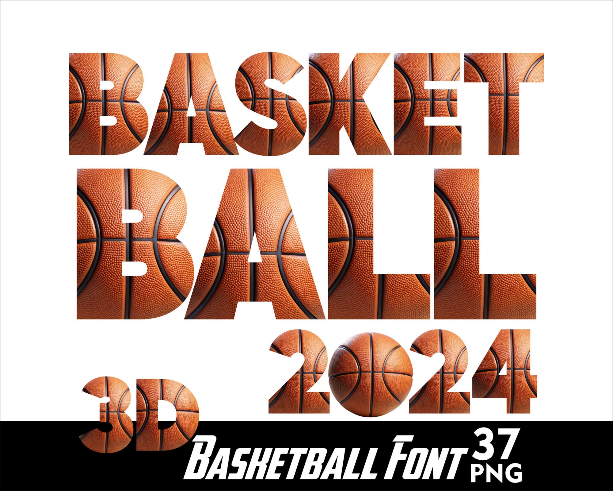 Basketball Texture Letters Sports Alphabet and Numbers Set PNG Sports ...