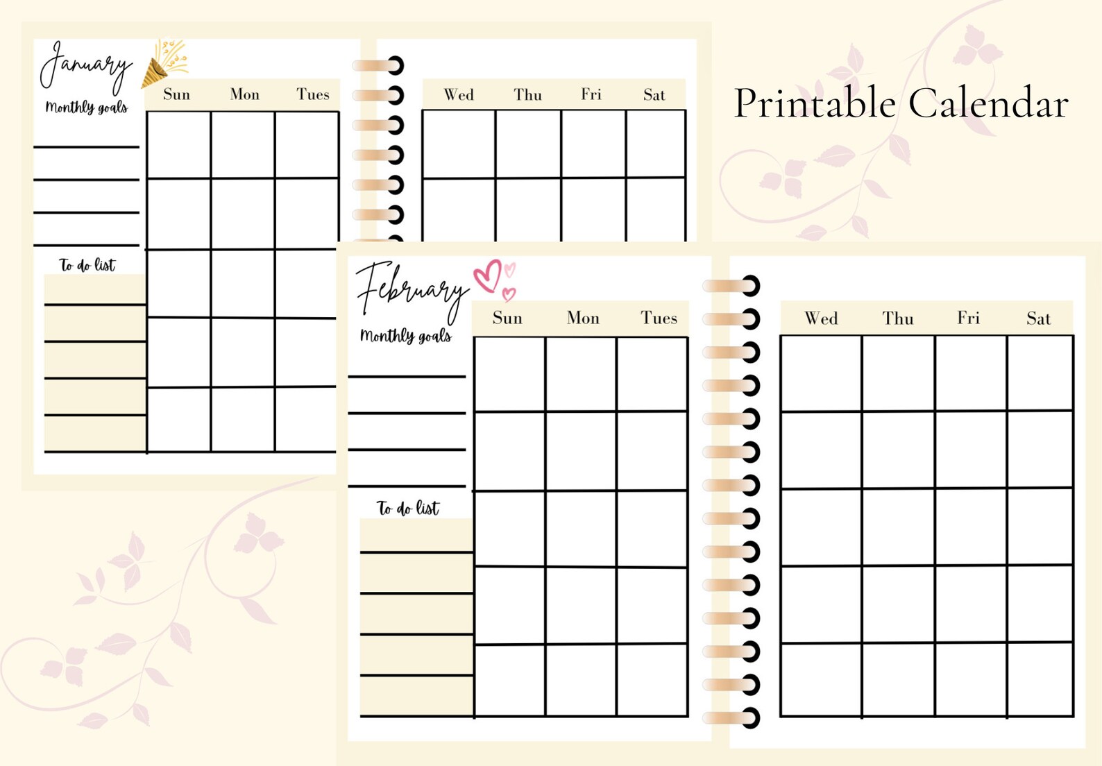 Editable Monthly Calendar, Digital Calendar Template, 12 Month Planner ...