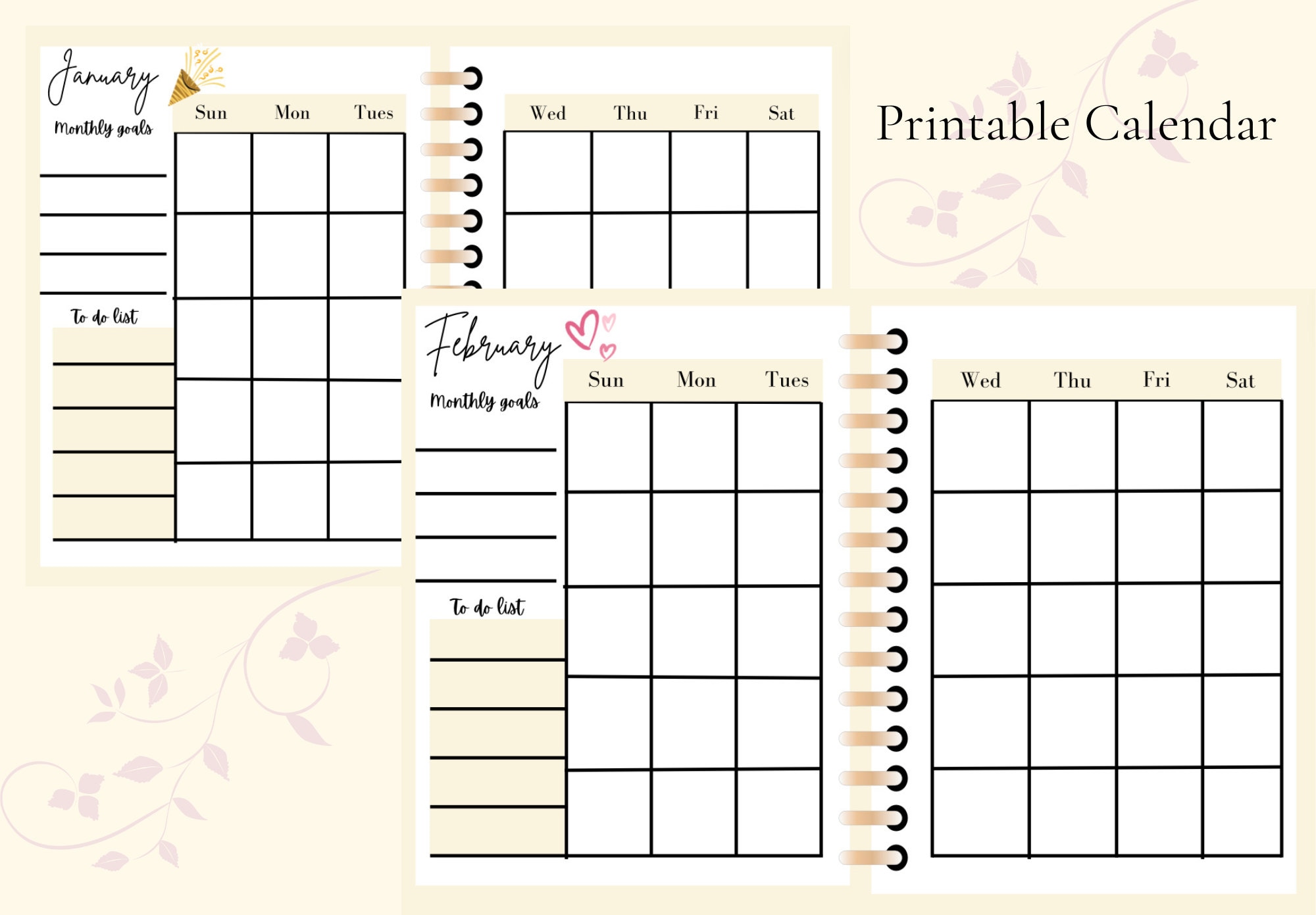 Editable Monthly Calendar, Digital Calendar Template, 12 Month Planner ...