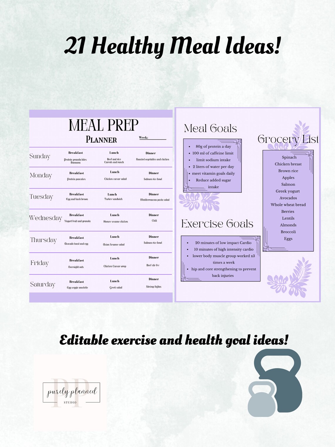 Editable Weekly Meal Prep Planner, Meal Prep Idea Planner, Weekly Meal ...