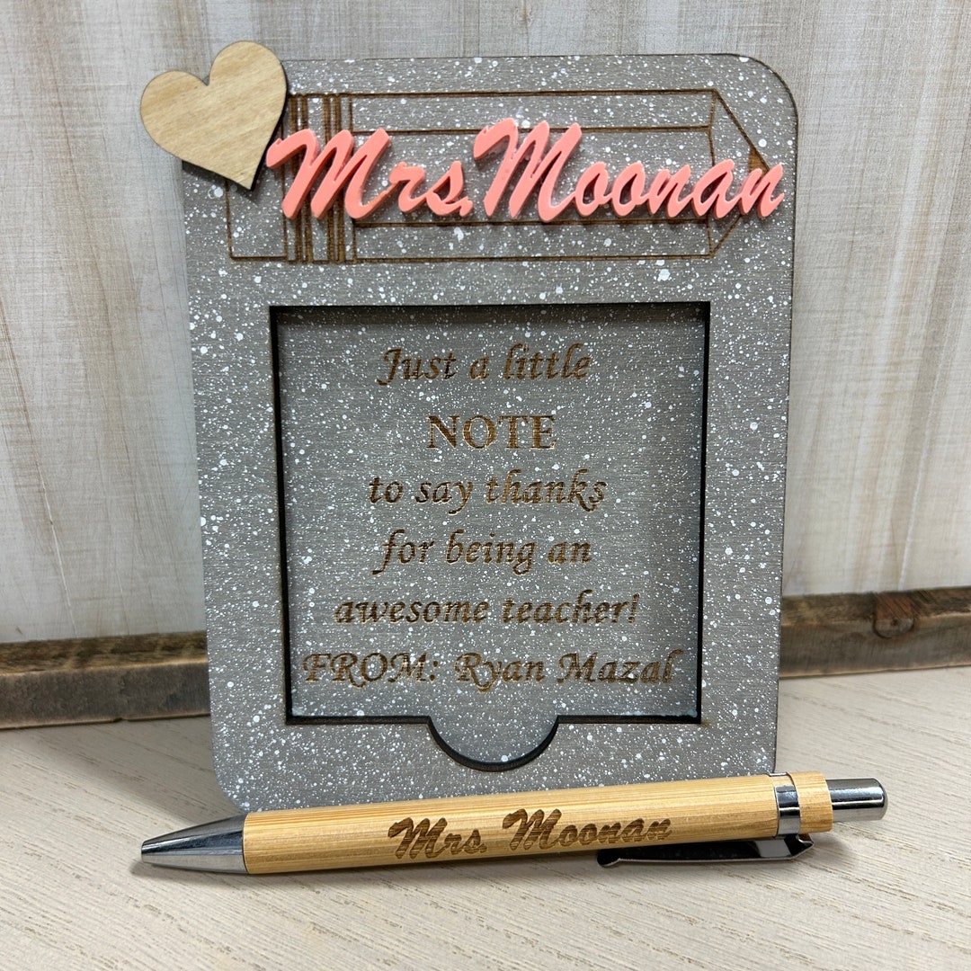 Personalized Post It Note Holder With Pen - Etsy