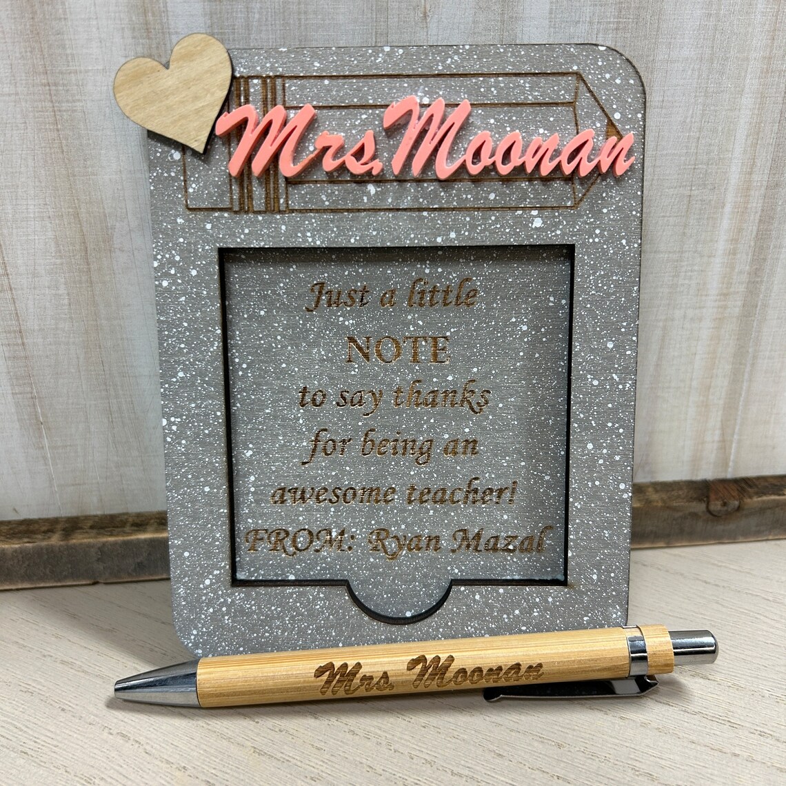 Personalized Post It Note Holder With Pen - Etsy