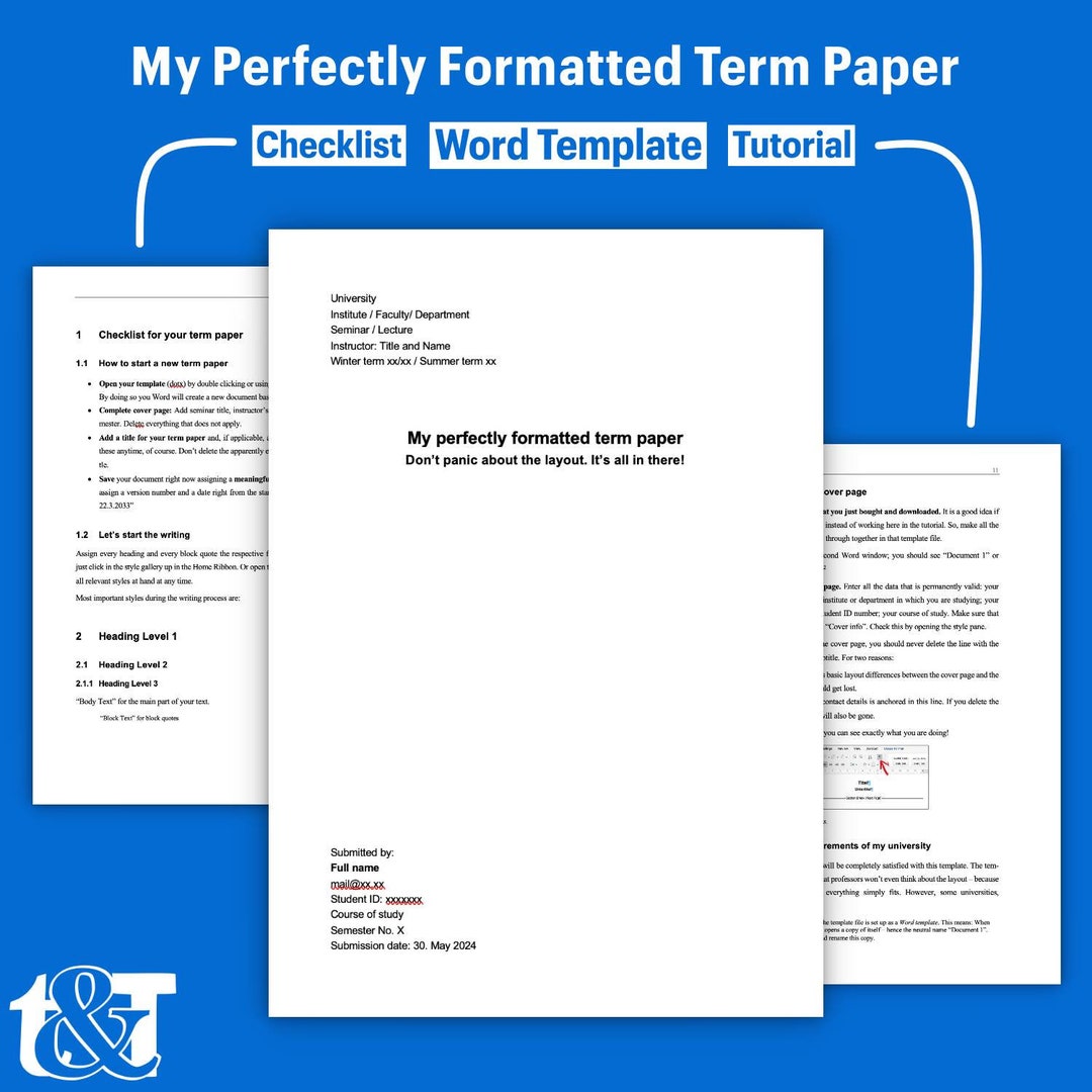 Perfectly Formatted Term Paper Template for Academic Writing Theses ...