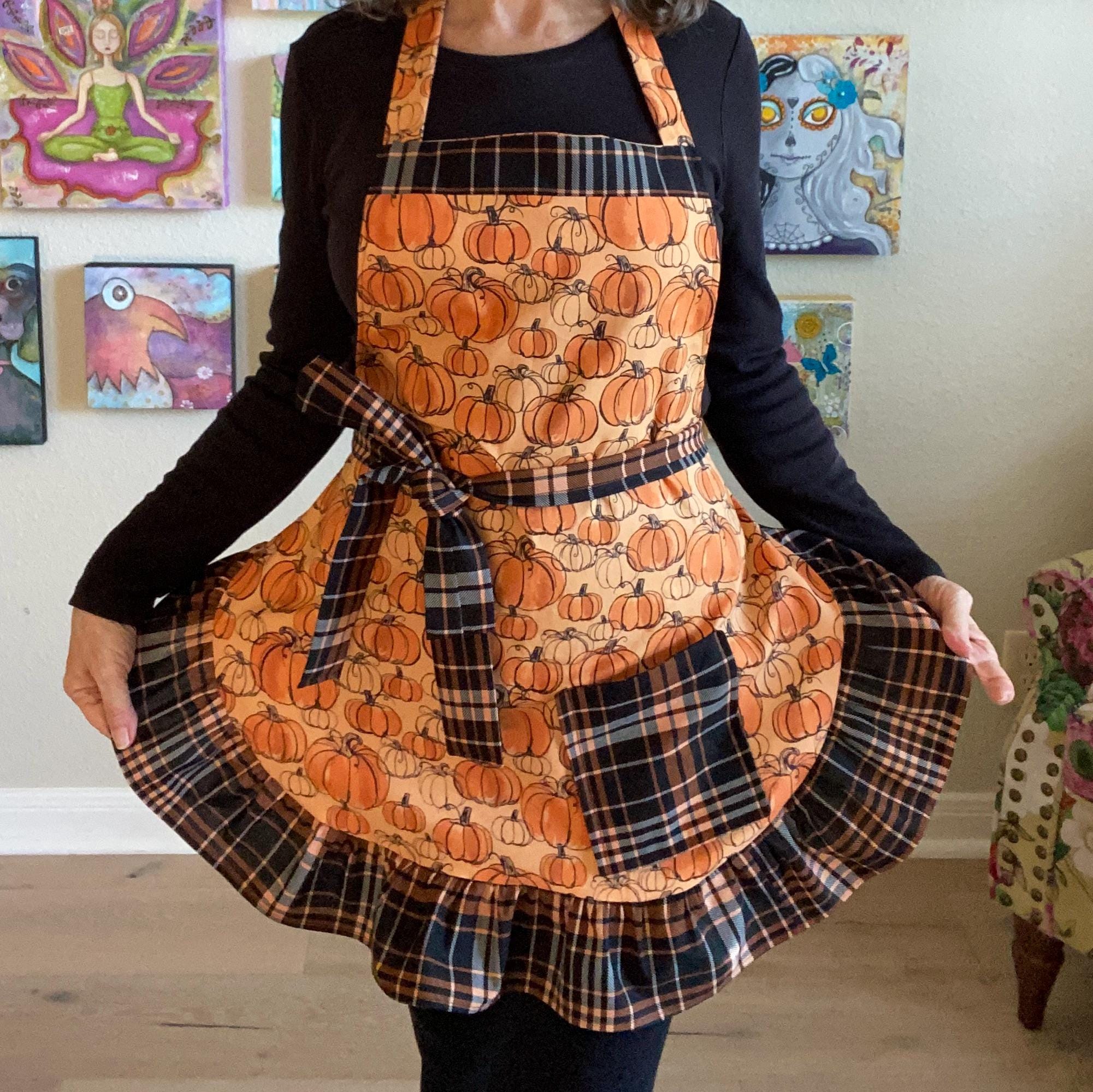 Halloween Pumpkin Patch Apron, Thanksgiving Apron for Women, Girls or ...