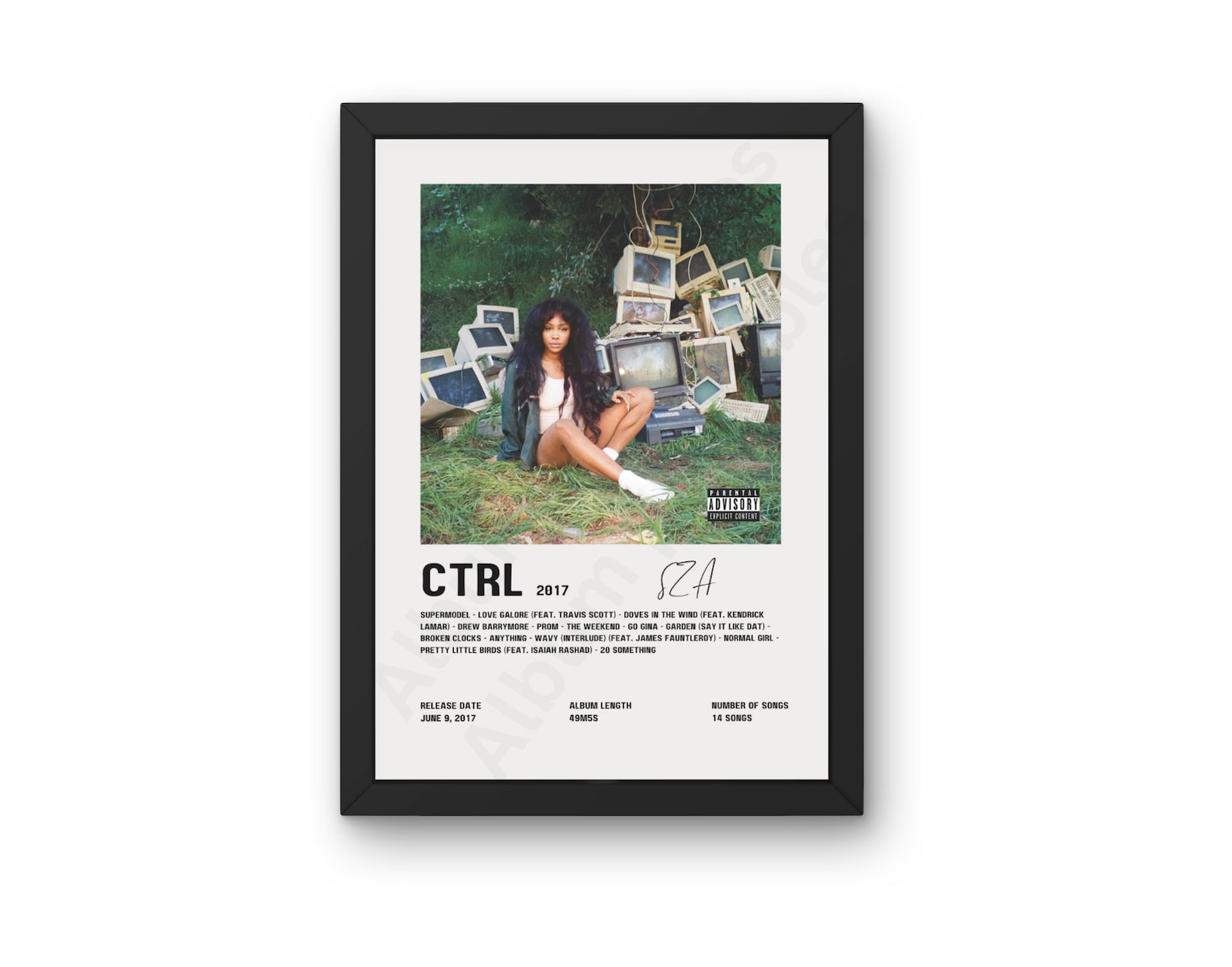 SZA CTRL Album Cover Inspired Poster Printable Album Printables Music ...