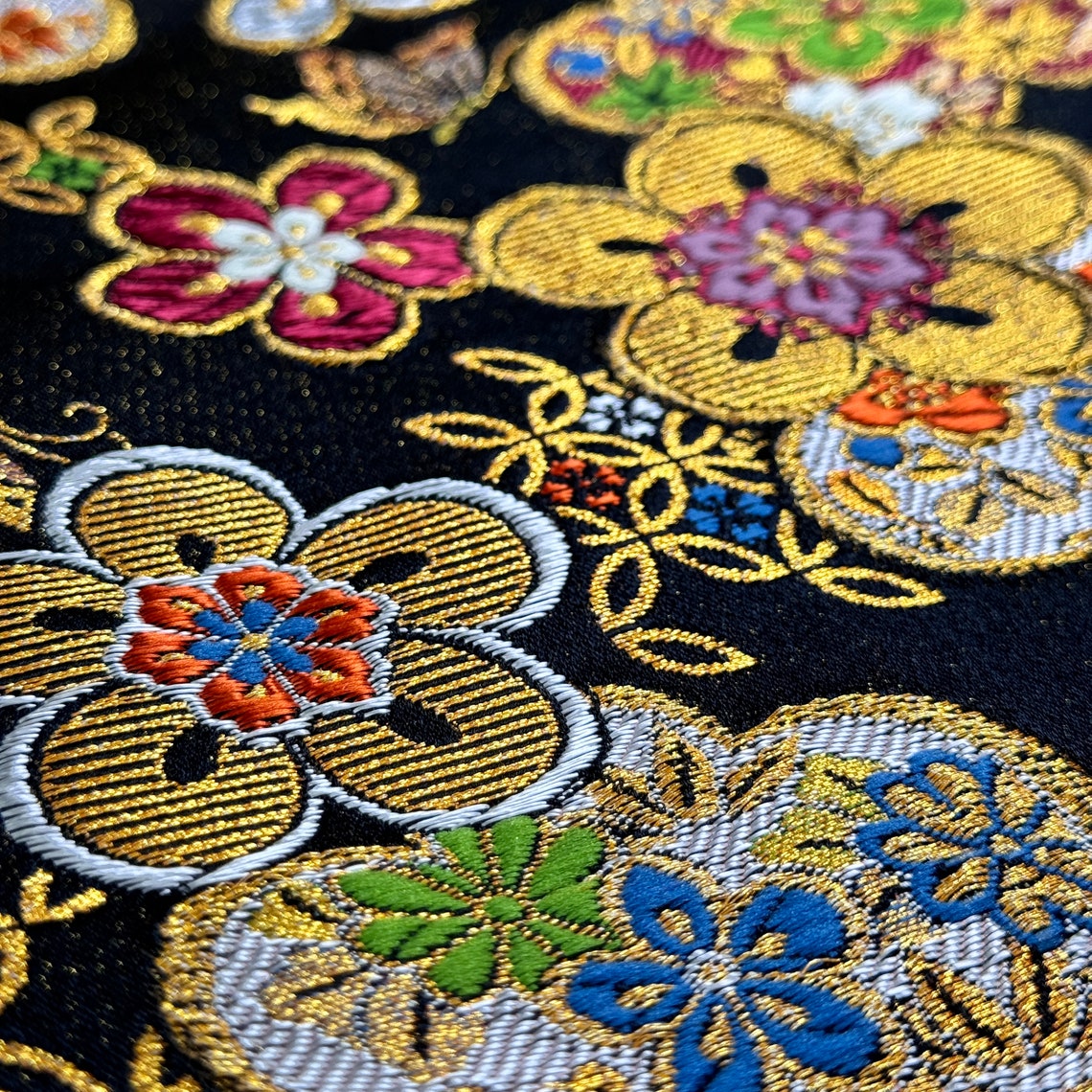 Kurumi Button Nishijin Kinran Kimono Handcrafted Earrings Made of ...