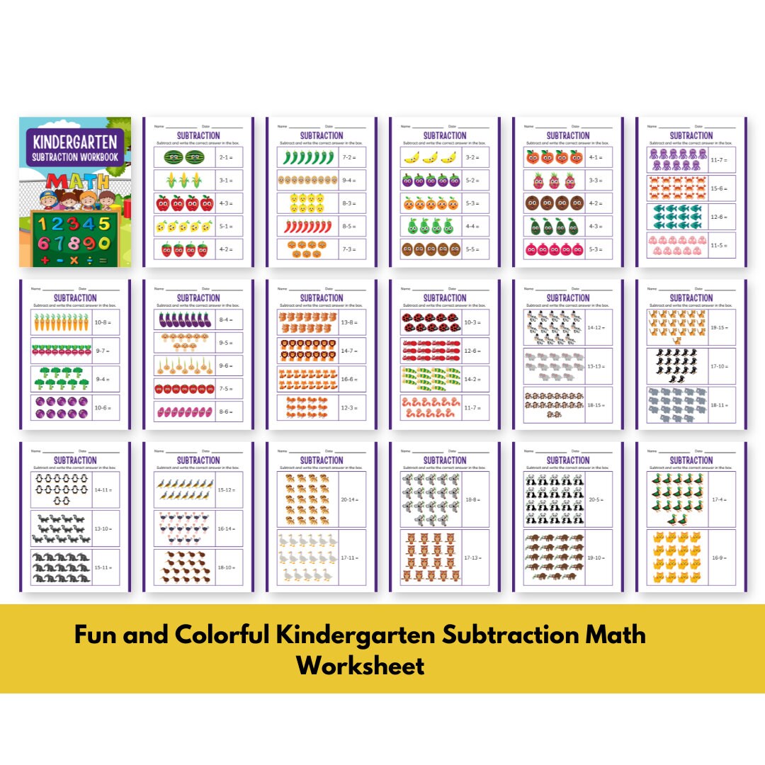 Math Worksheet for Kindergarten Template Workbook Printable Activities ...