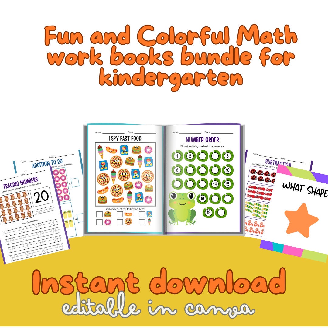 Math Worksheet for Kindergarten Template Workbook Printable Activities ...